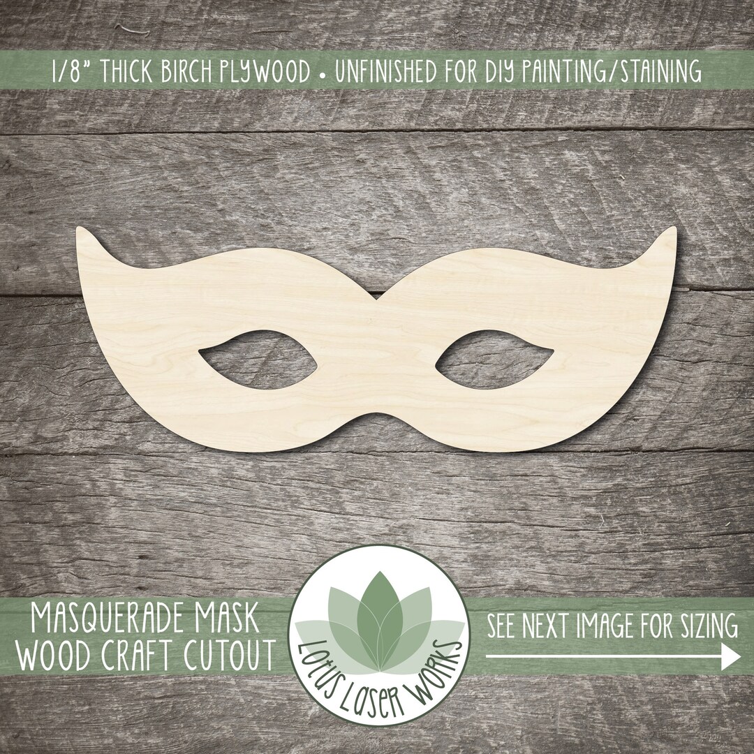 Masquerade Mask Cutout, Wood Shapes for Craft Projects, Painting Blanks ...