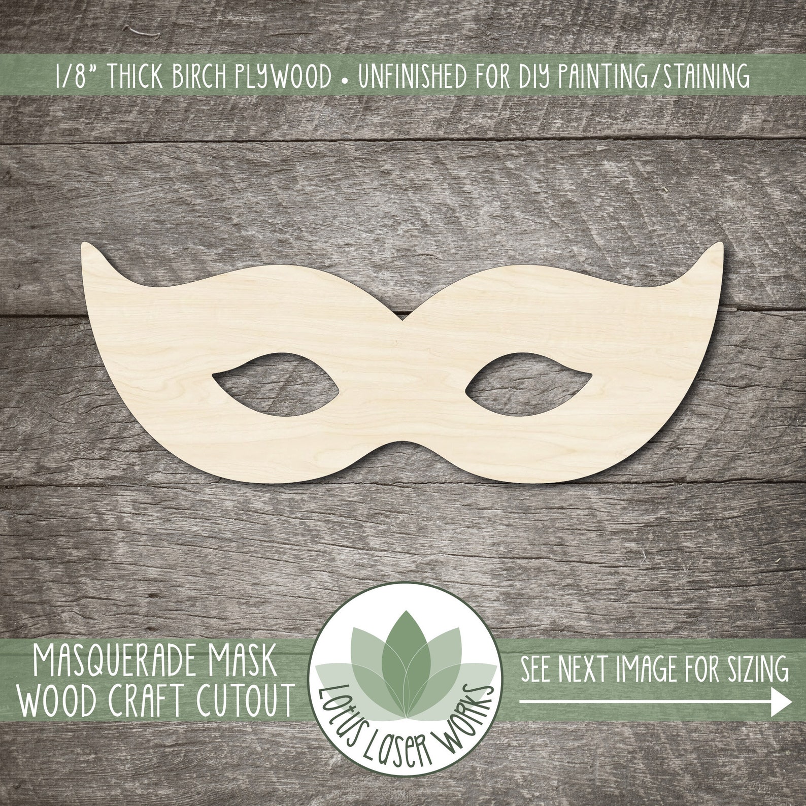 Masquerade Mask Cutout - Wood Shapes for Craft Projects, Unfinished ...