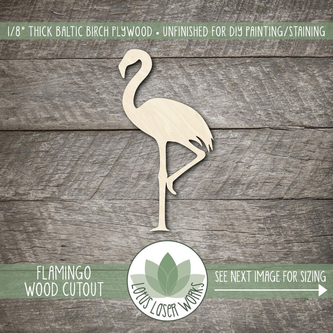 Flamingo Wood Cutout, Wooden Laser Cut Flamingo Shape, Unfinished Wood ...