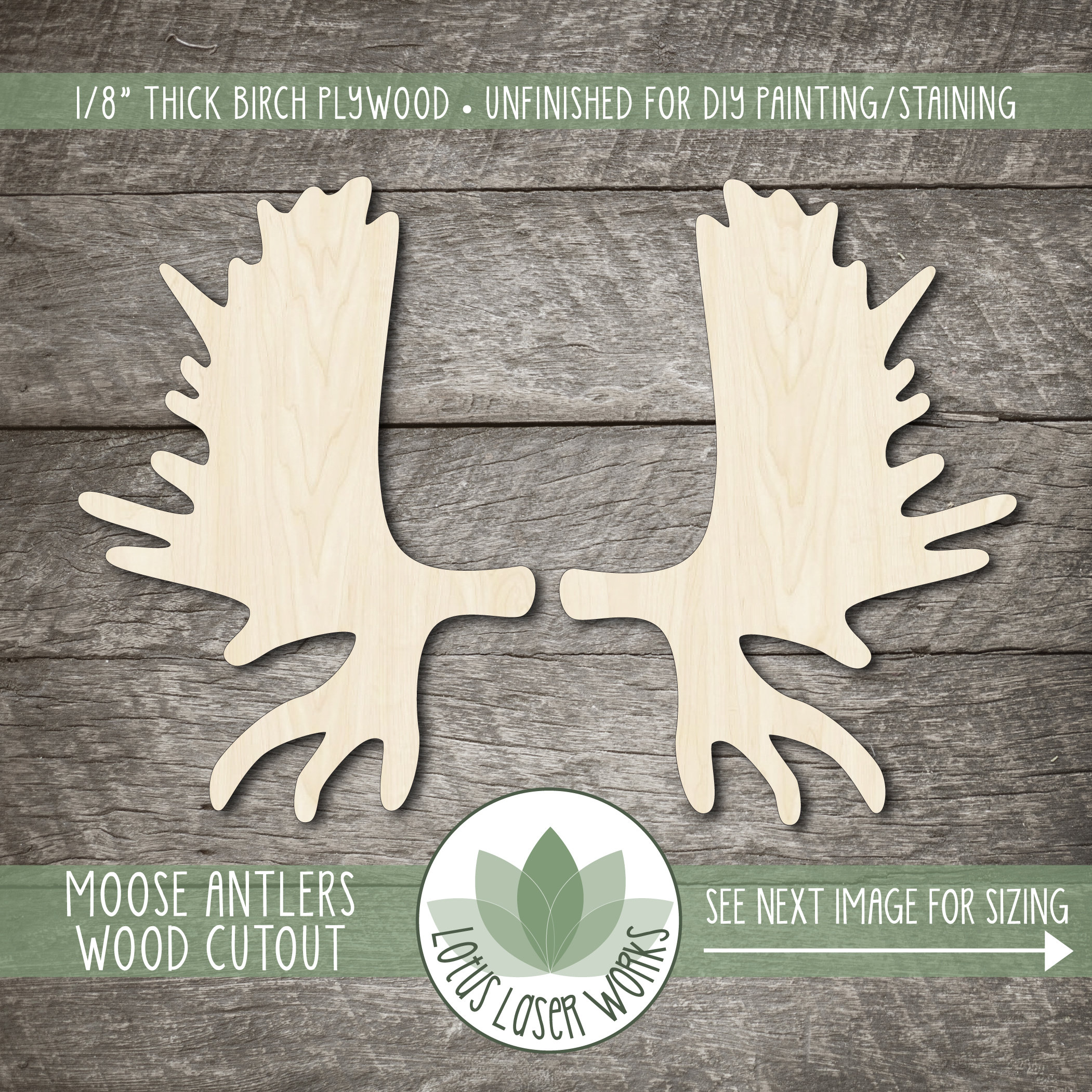 Wood Moose Antlers Cutouts Blank Wood Craft Shapes Wooden - Etsy