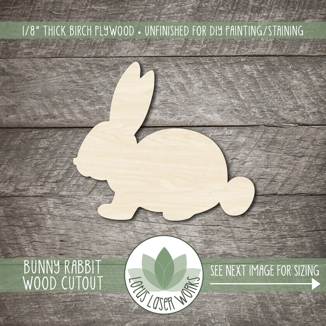 Bunny Rabbit Wood Craft Cutout, Unfinished Wood Blanks, Laser Cut ...