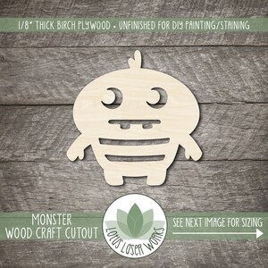 Monster Shape, Unfinished Wooden Craft Cut Outs, Laser Cut Wood Blanks ...