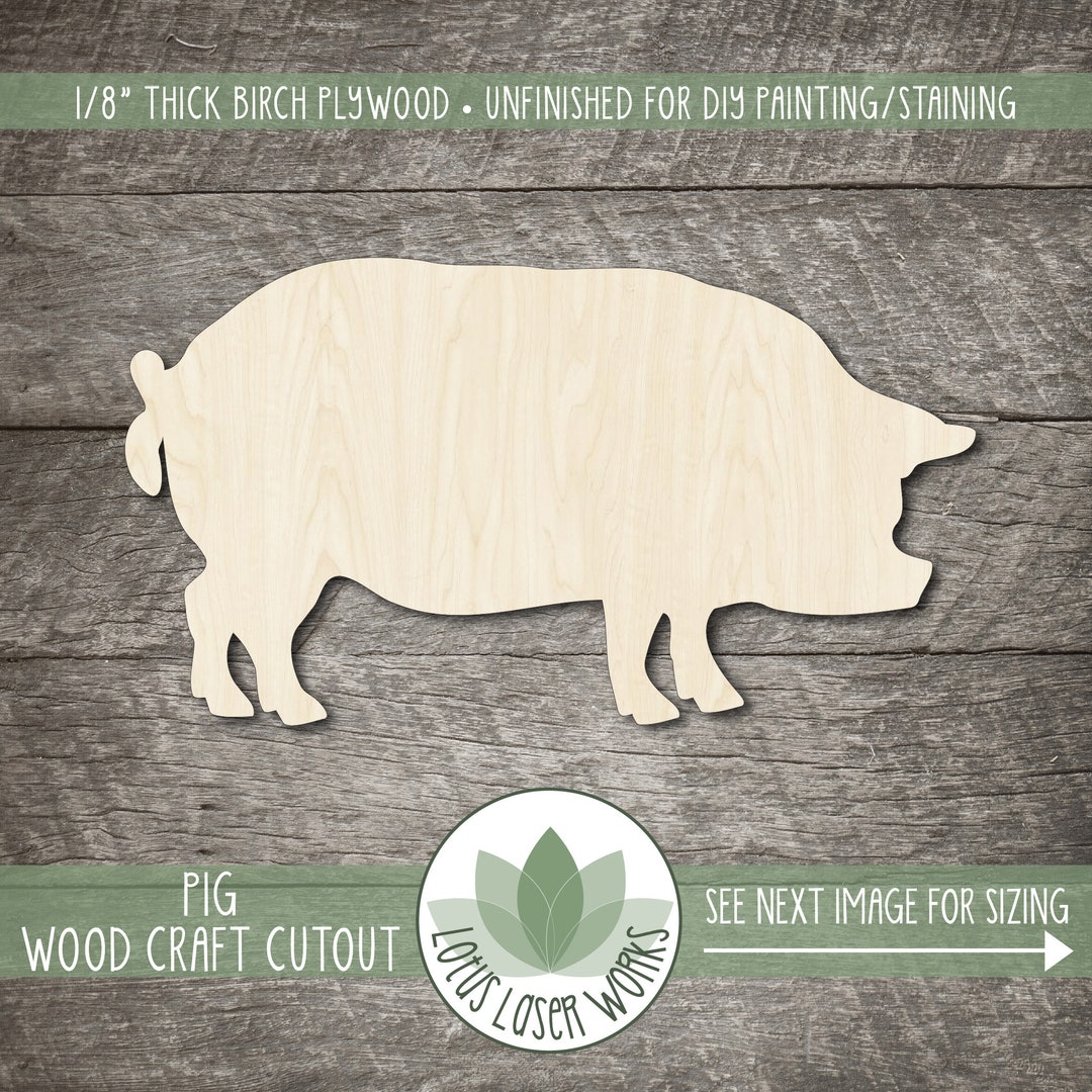 Wood Pig Shape, Laser Cut Craft Blanks, Unfinished Wooden Cutouts - Etsy