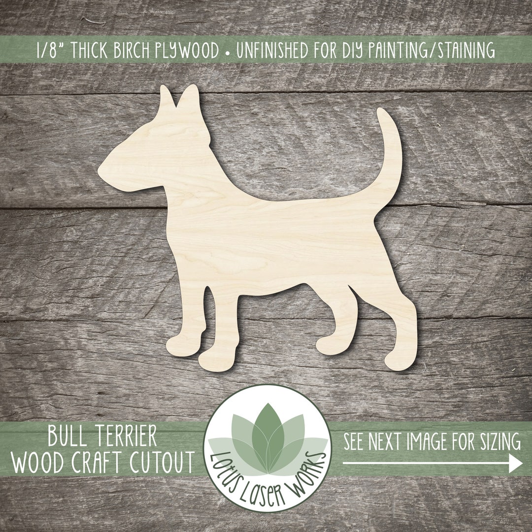 Wood Bull Terrier Shape Laser Cut Craft Blanks Unfinished - Etsy