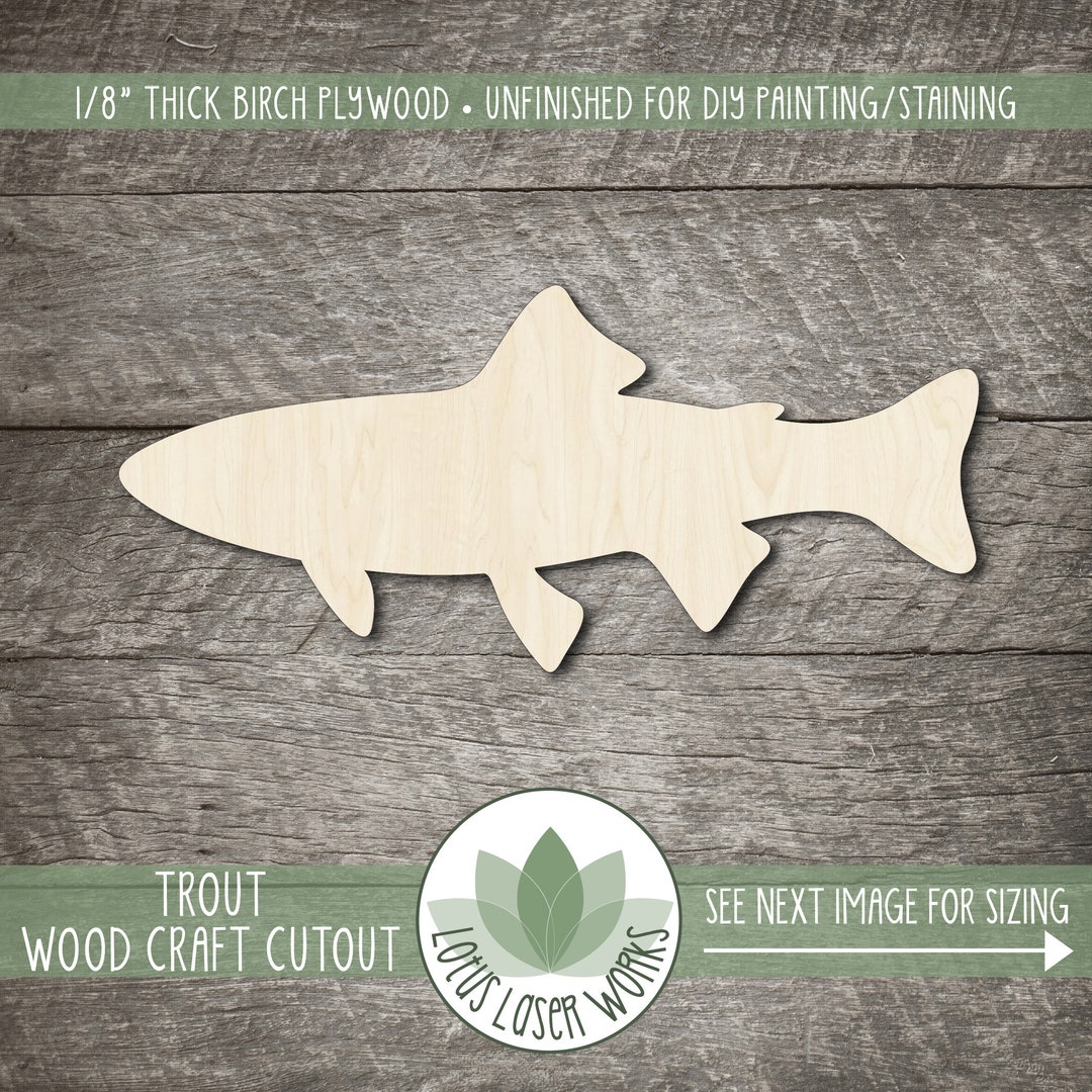 Trout Wood Shape, Fish Cutouts for DIY Craft Projects, Painting Blanks ...