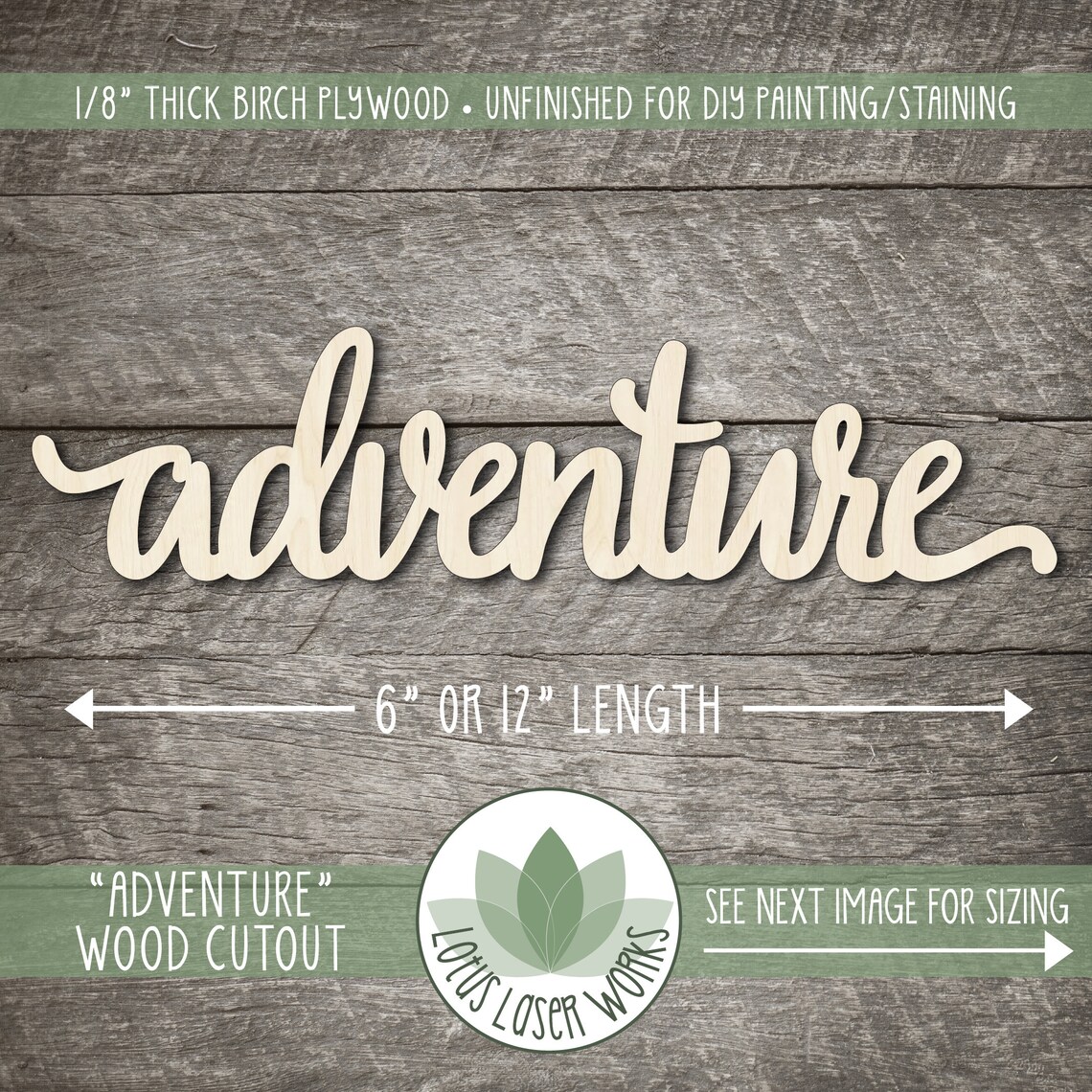 Laser Cut Wood Word Adventure Wood Adventure Sign Gallery | Etsy