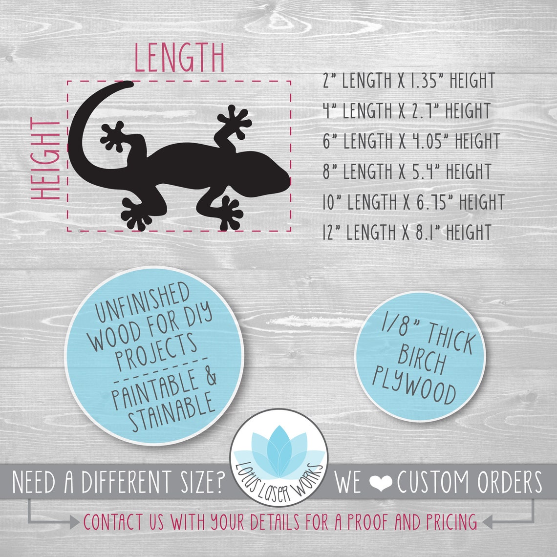 Wood Gecko Cutout Blank Wood Craft Embellishments Wooden - Etsy