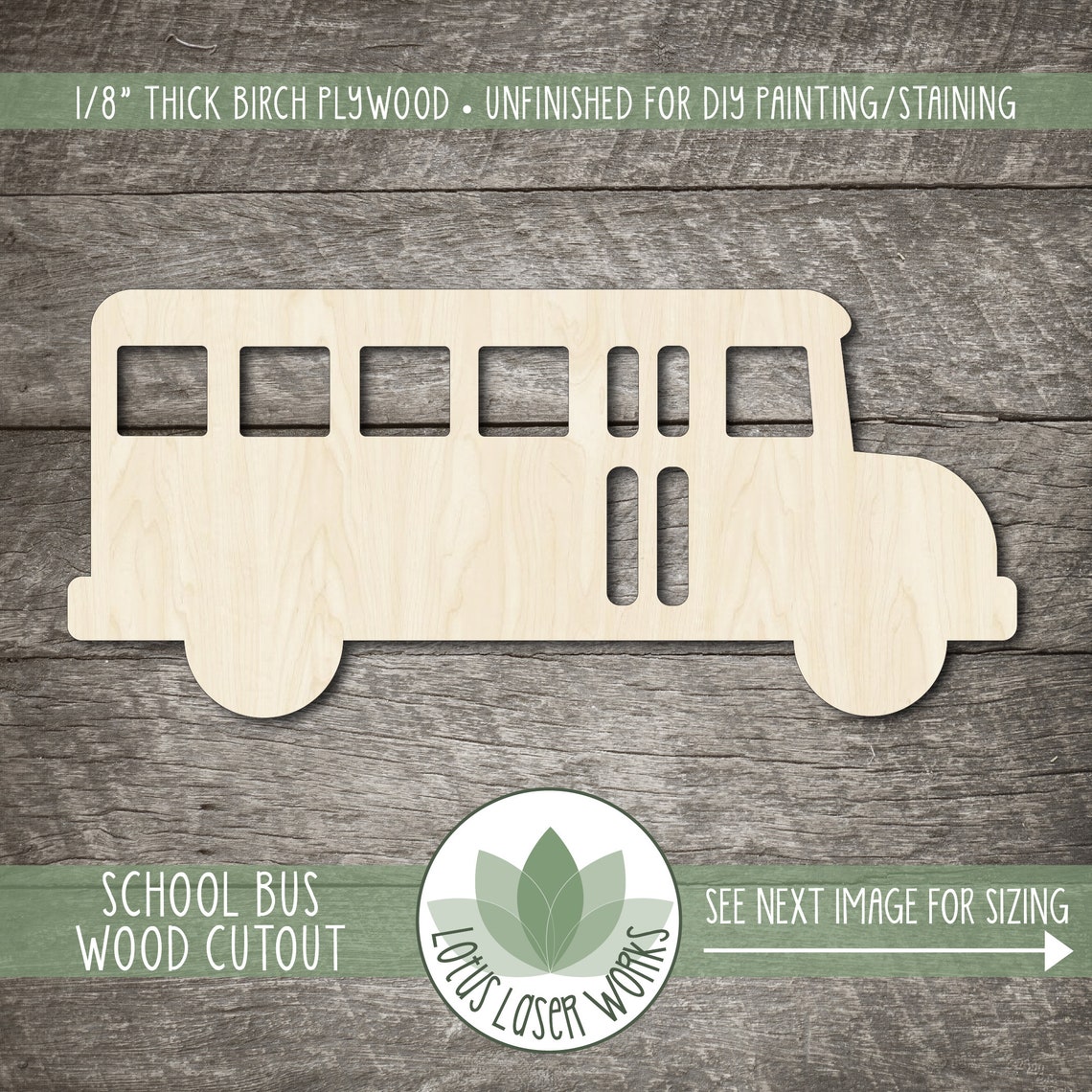 School Bus Shape: Unfinished Wooden Cutouts for Craft Projects, Laser ...