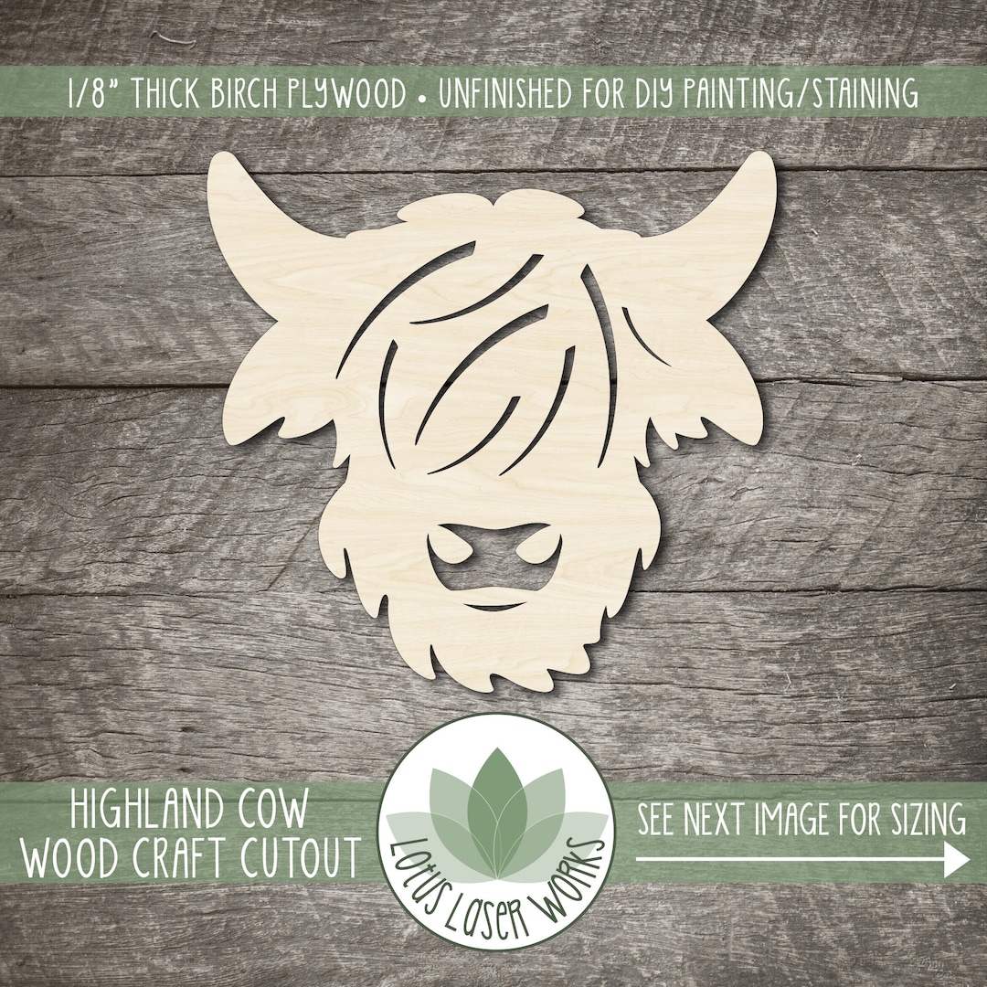 Highland Cow Wood Cutout, Unfinished Wooden Blanks, Craft Shapes - Etsy