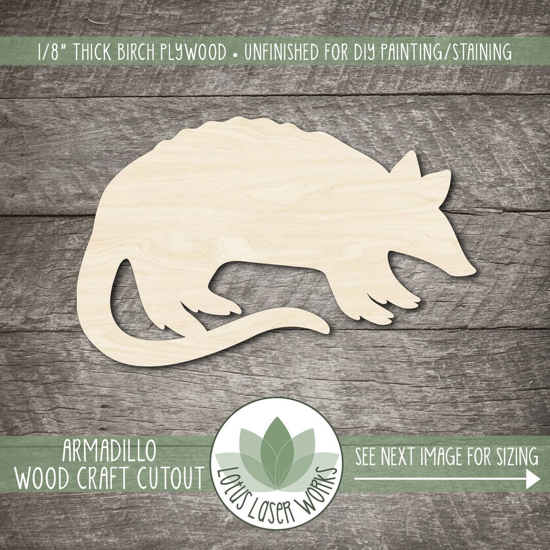 Wood Armadillo Shape, Unfinished Wooden Craft Cutouts, Laser Cut Blanks ...
