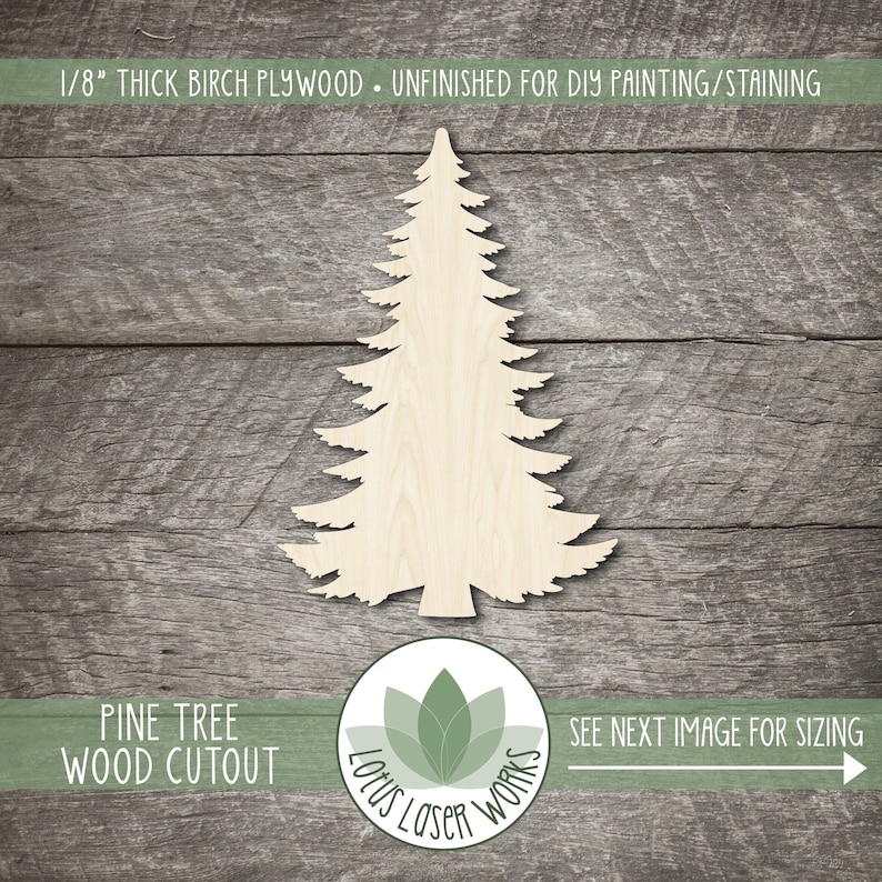Pine Tree Wood Cutout DIY Craft Embellishment Unfinished - Etsy