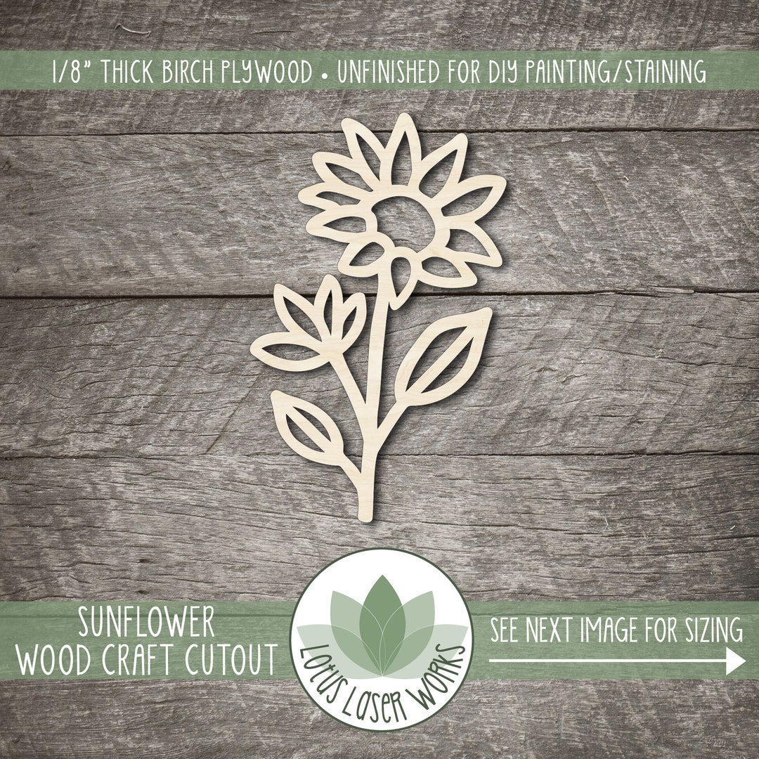 Laser Cut Sunflower: Unfinished Birch Wood Craft Shape - Etsy
