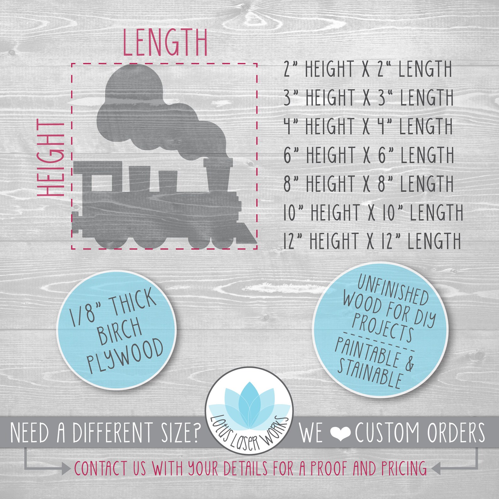 Train Engine Wood Cutout, Laser Cut Wooden Train Engine Shapes, Wood ...