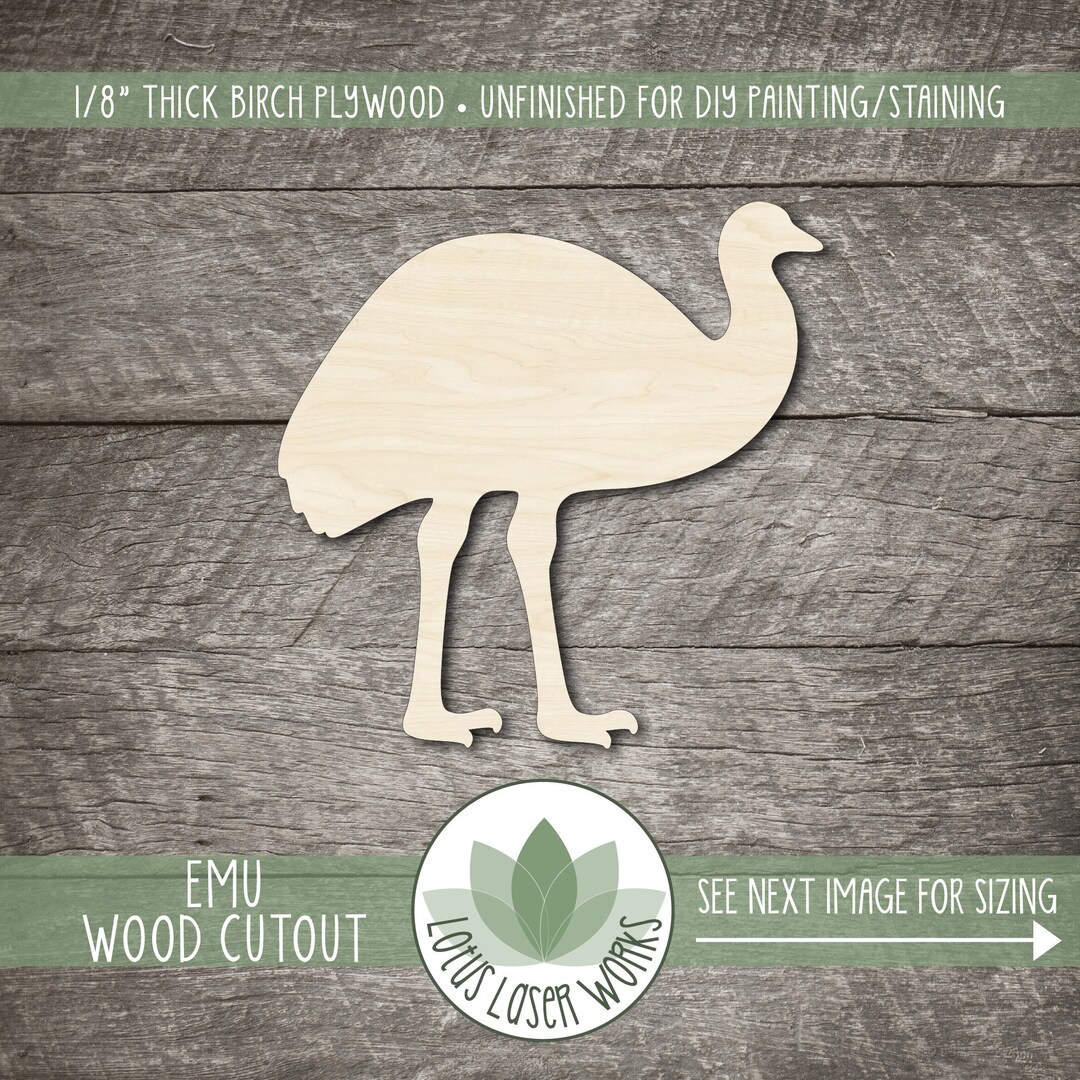 Emu Wood Cutout, Unfinished Wooden Shapes, Laser Cut Craft Blanks - Etsy