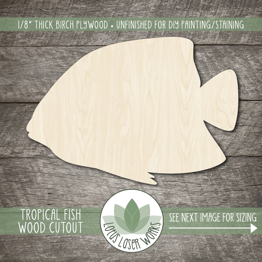 Tropical Fish Wood Cutout, Unfinished Wood Blanks, DIY Craft ...