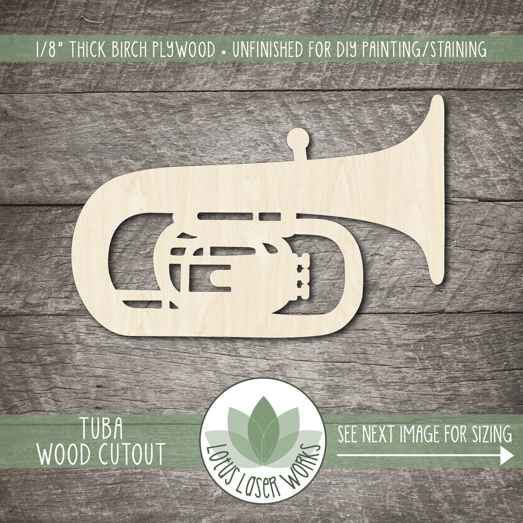 Tuba Shape, Unfinished Wooden Craft Cutouts, Laser Cut Wood Blanks - Etsy