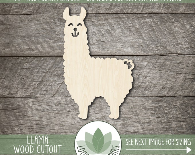 Cute Alpaca Wooden Cut Outs, Plan Alpaca Shape for Scrapbooking, DIY ...