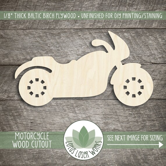Motorcycle Wood Cutout Unfinished Wood Blanks Laser Cut | Etsy