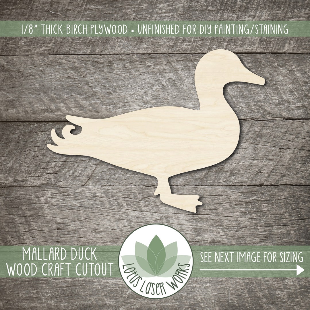 Wood Craft Cutouts - Mallard Duck Shape - Unfinished Wooden Bird Blanks ...