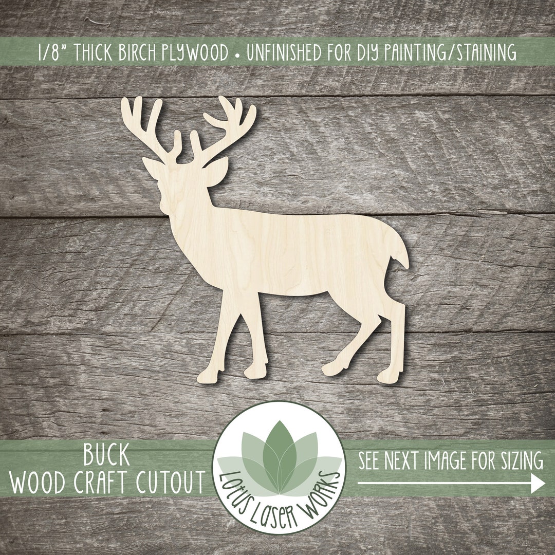 Wood Buck Cutout, Deer Shape for DIY Craft Projects, Forest Animal ...