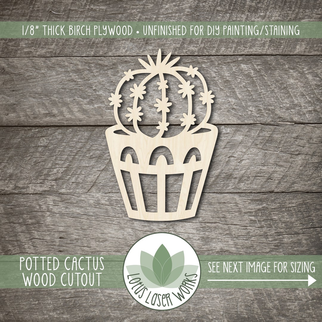 Cactus Shape: Wood Cutouts for Craft Projects, Unfinished Laser Cut ...