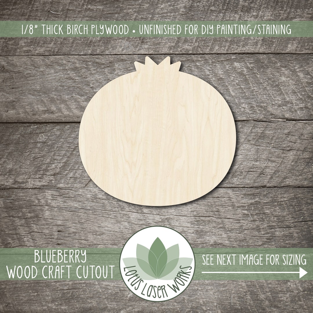 Blueberry Wood Shape, Laser Cut Blanks, Unfinished Wooden Craft Cutouts ...