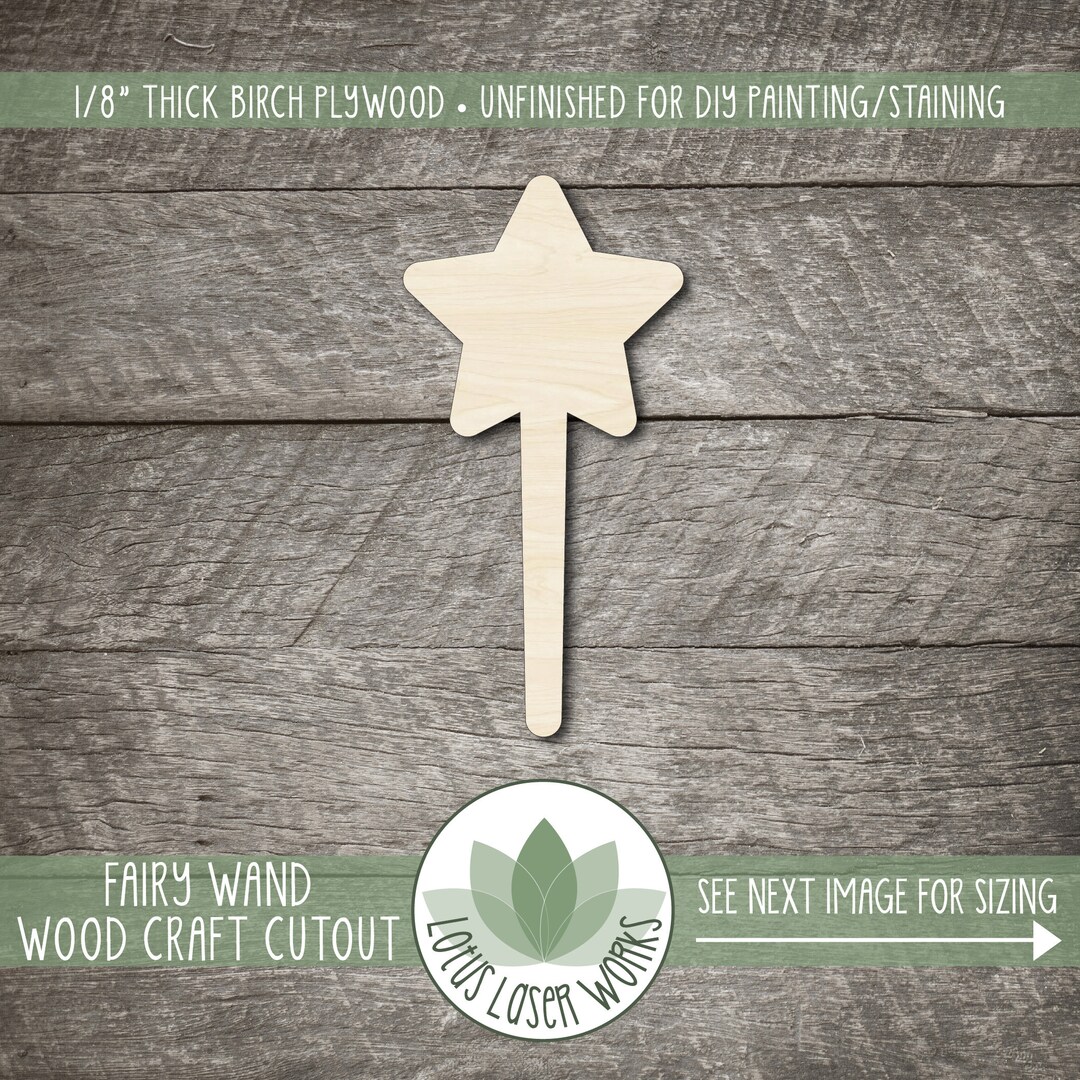 Wand Shape: Unfinished Laser Cut Wood Cutouts for Crafts, Fairy Themed ...