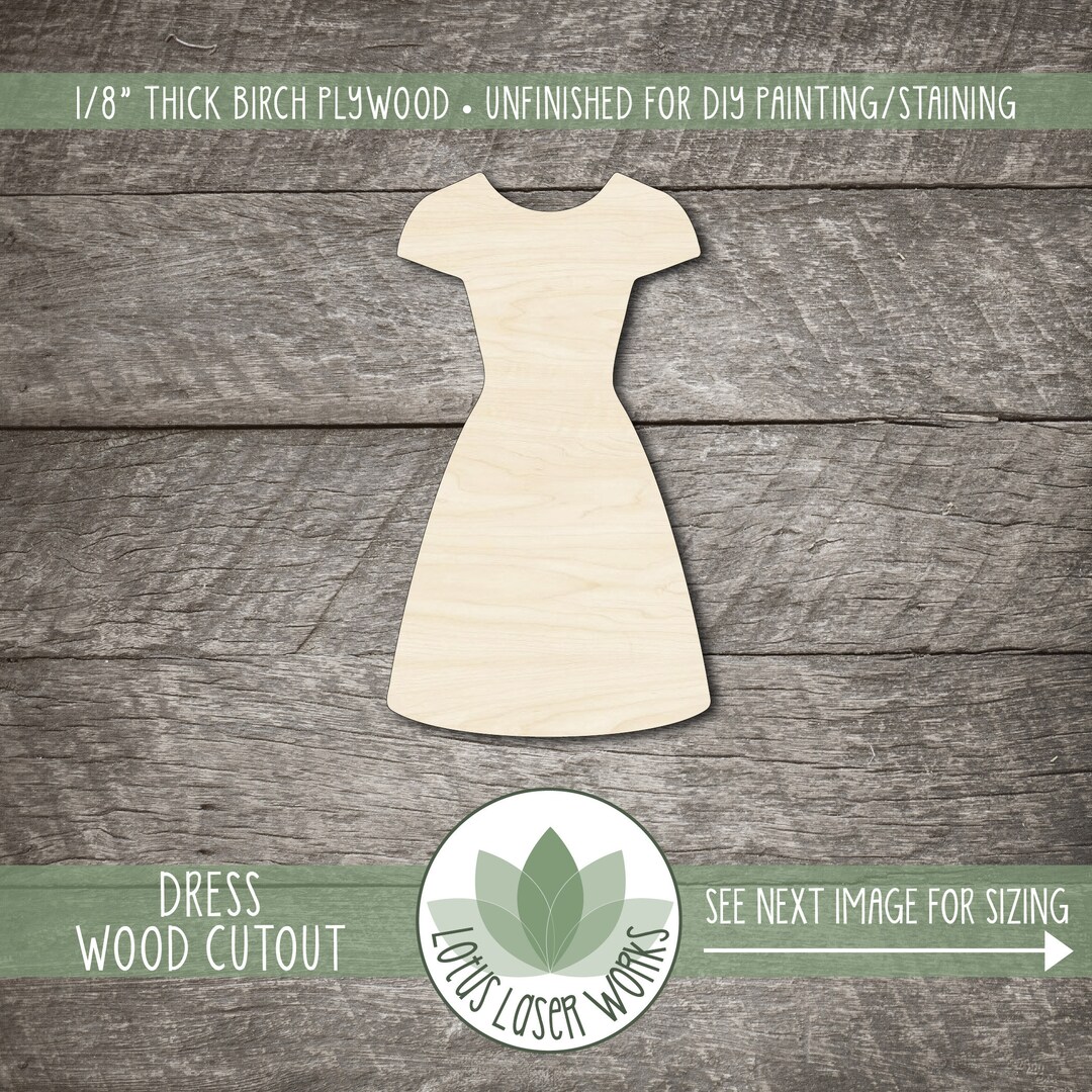 Wood Dress Shape, Unfinished Wooden Painting Blanks, Laser Cut Craft ...