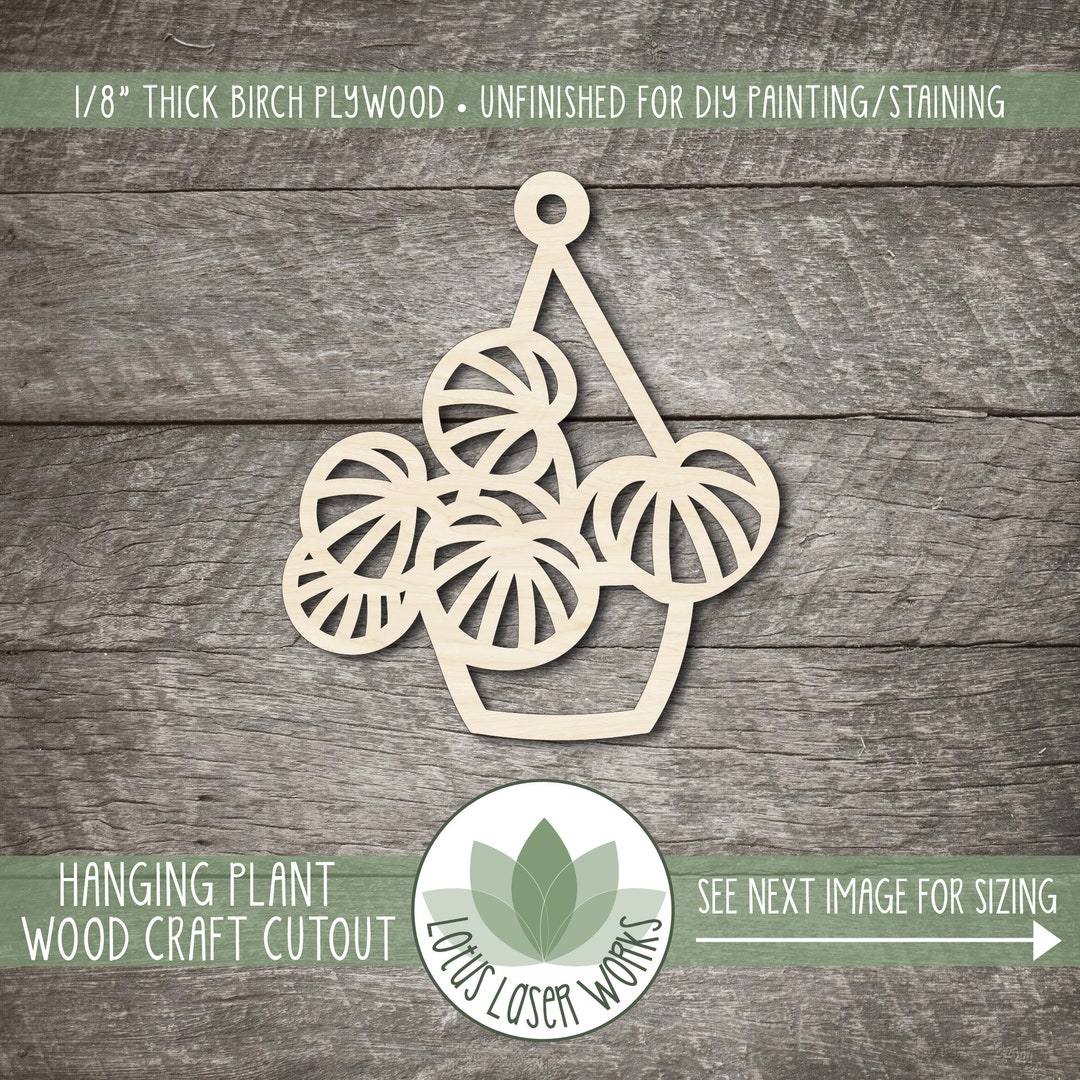 Hanging Plant Wood Cutout, Unfinished Wood Craft Blanks, Laser Cut ...