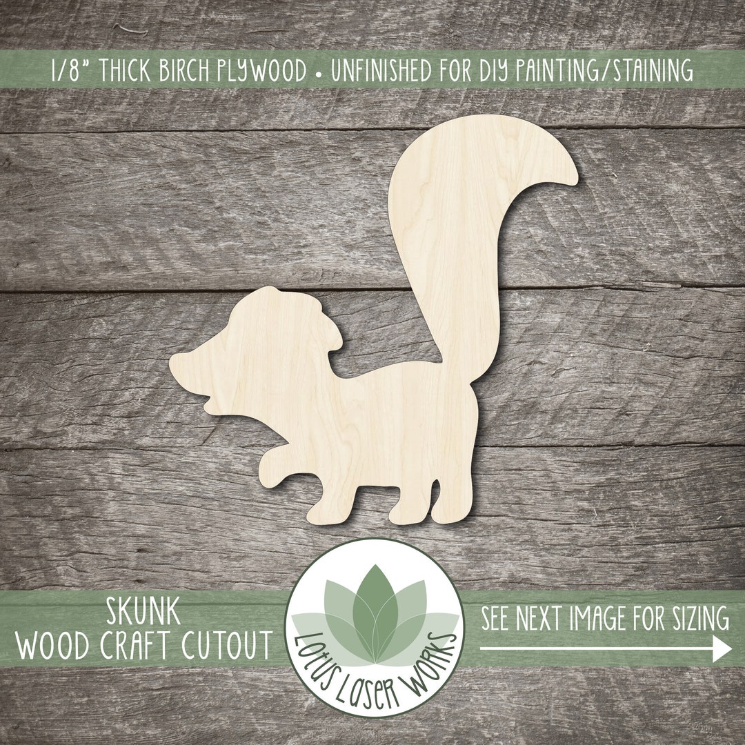 Skunk Cutout - Unfinished Wooden Craft Blanks - Laser Cut Wood Shapes ...
