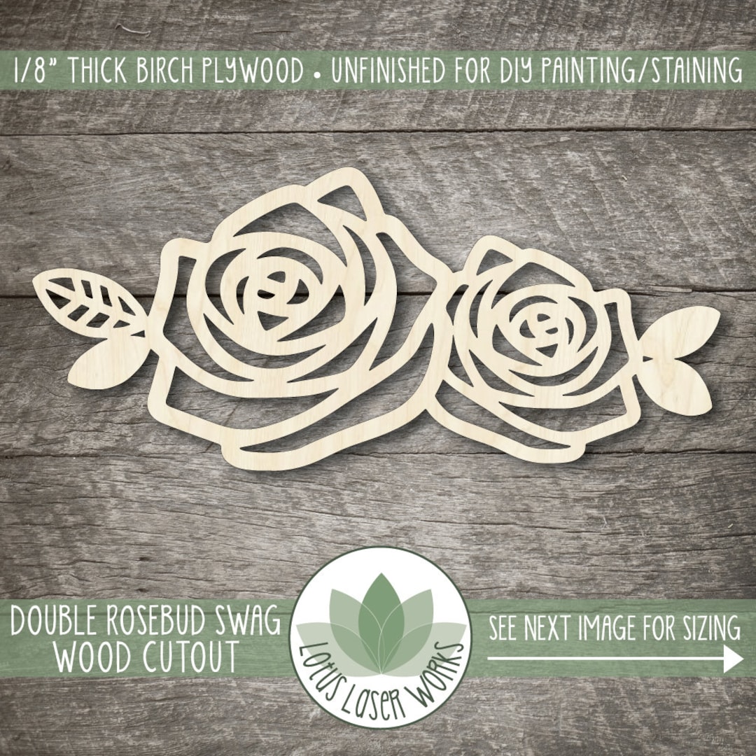Wood Rose Craft Shape, Unfinished Wooden Craft Supplies, Laser Cut ...