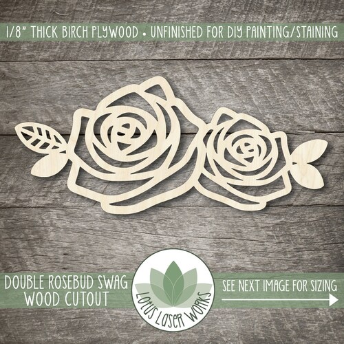 Rosebud Flower Swag Cutout Rose With Laurel Branch Shape - Etsy