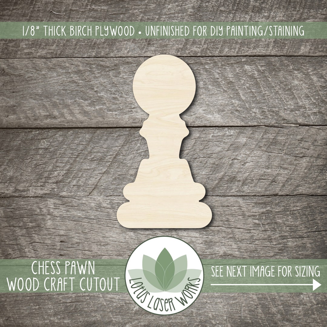 Pawn Chess Piece Shape, Unfinished Wood Cutouts for Craft Projects ...