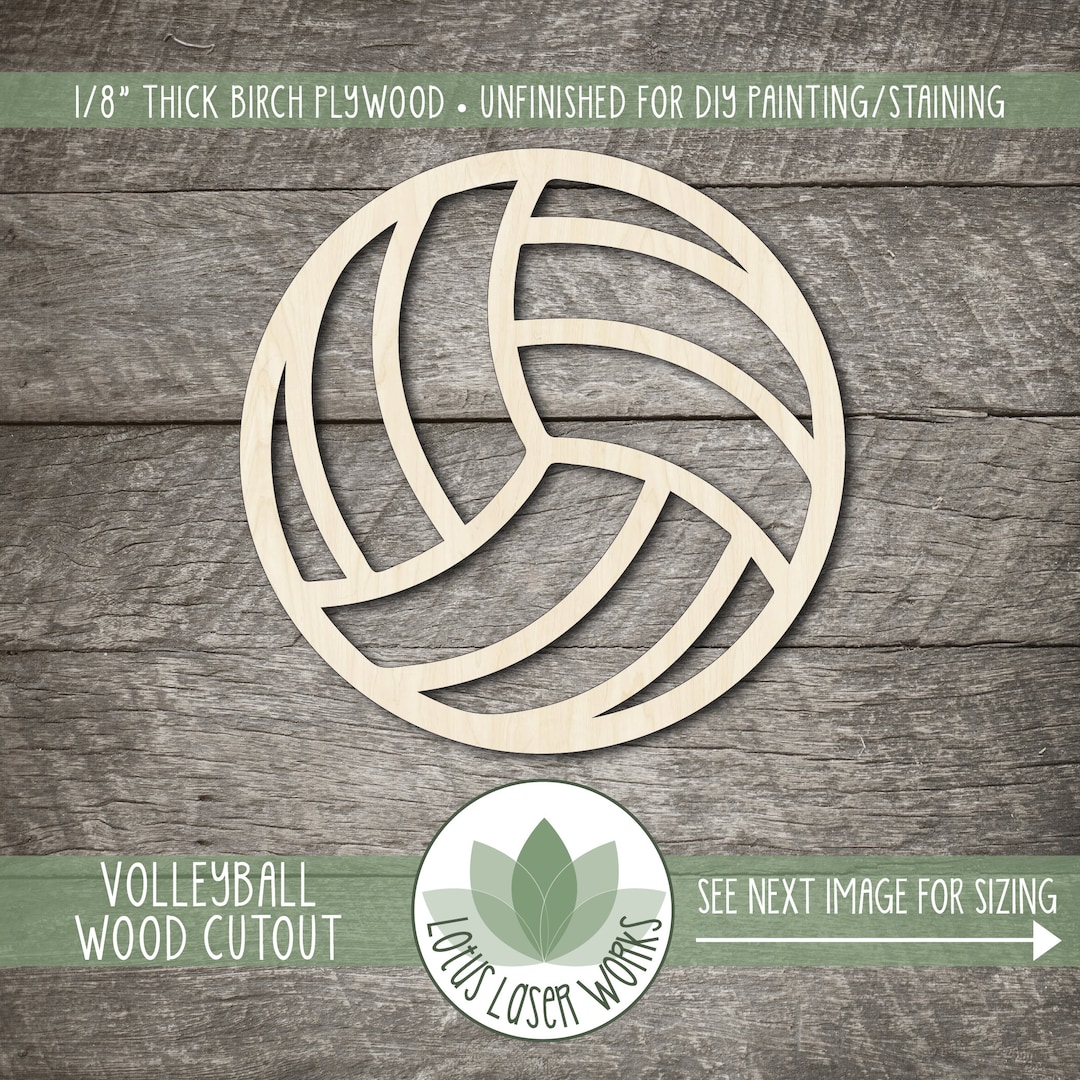 Wood Volleyball Craft Shape, Unfinished Wooden Painting Cutouts, Laser ...