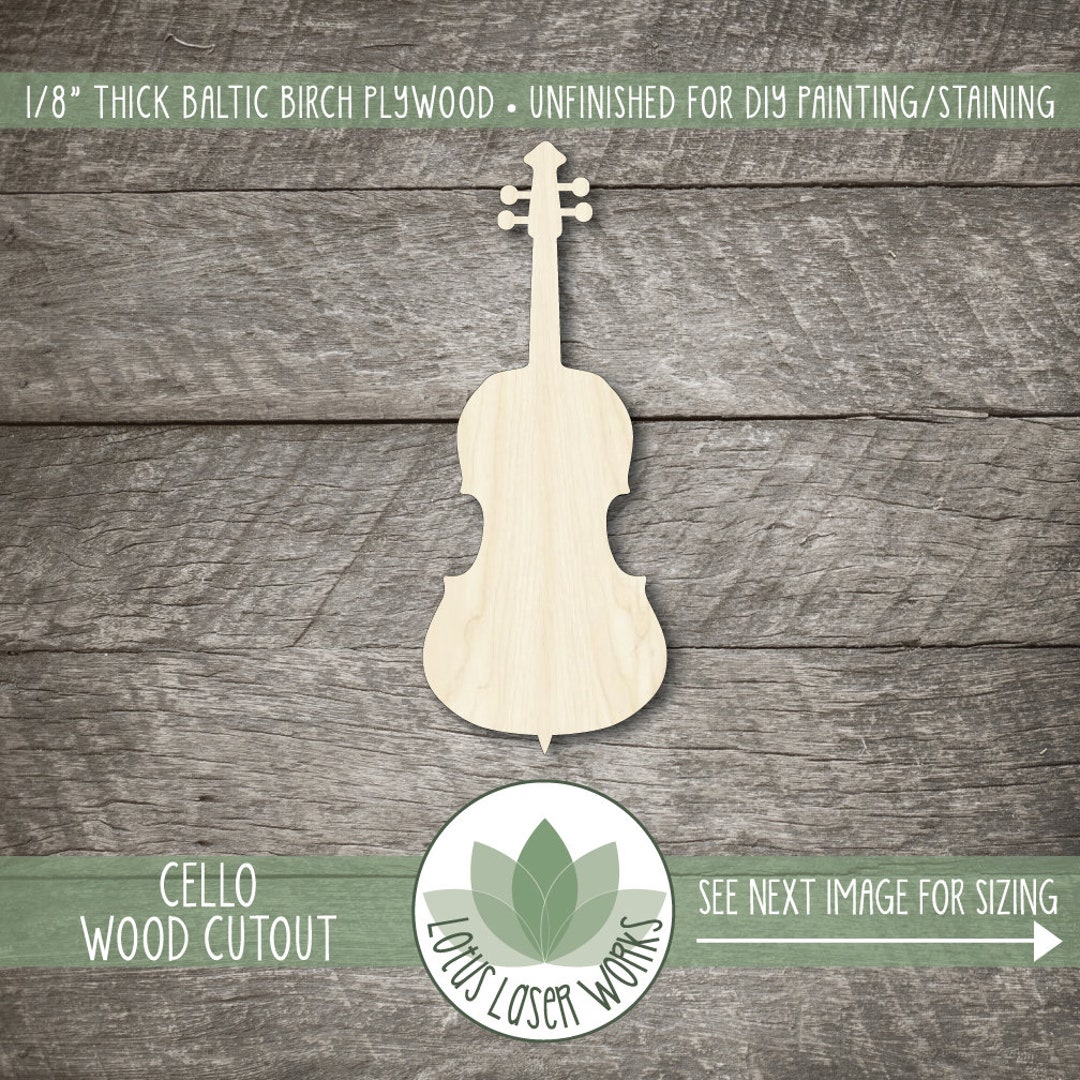 Wood Craft Shapes, Cello Wooden Cutout, Unfinished Wood Blanks, Laser ...