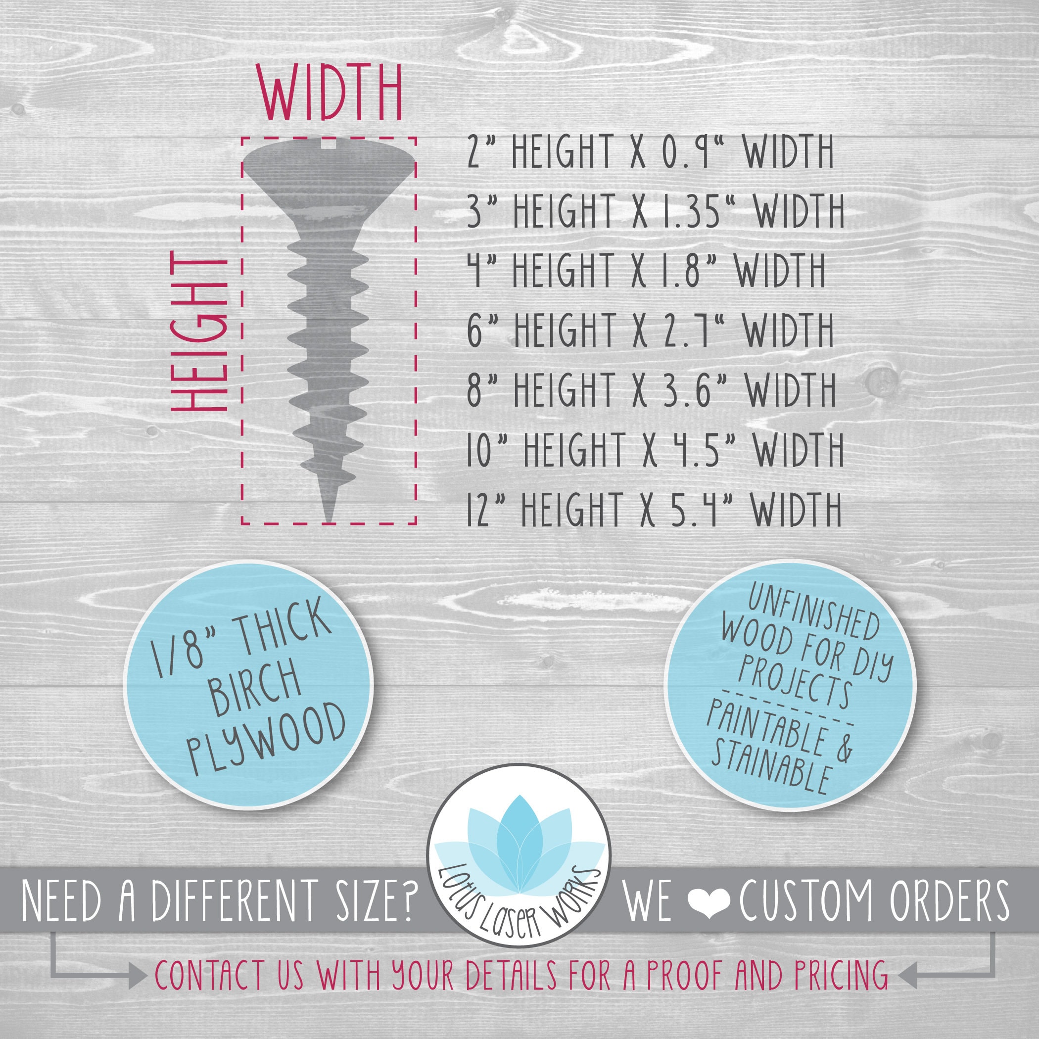 Screw Shape - Wood Laser Cut Outs for Crafting, Building Themed Party ...
