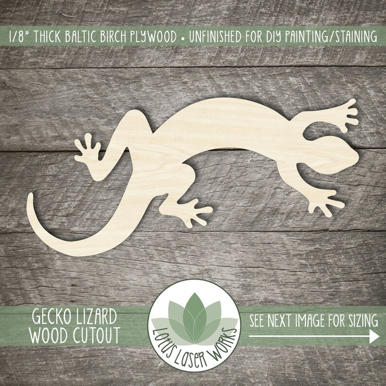 Wood Gecko Cutout Wooden Lizard Shape Blank Wood Shapes | Etsy