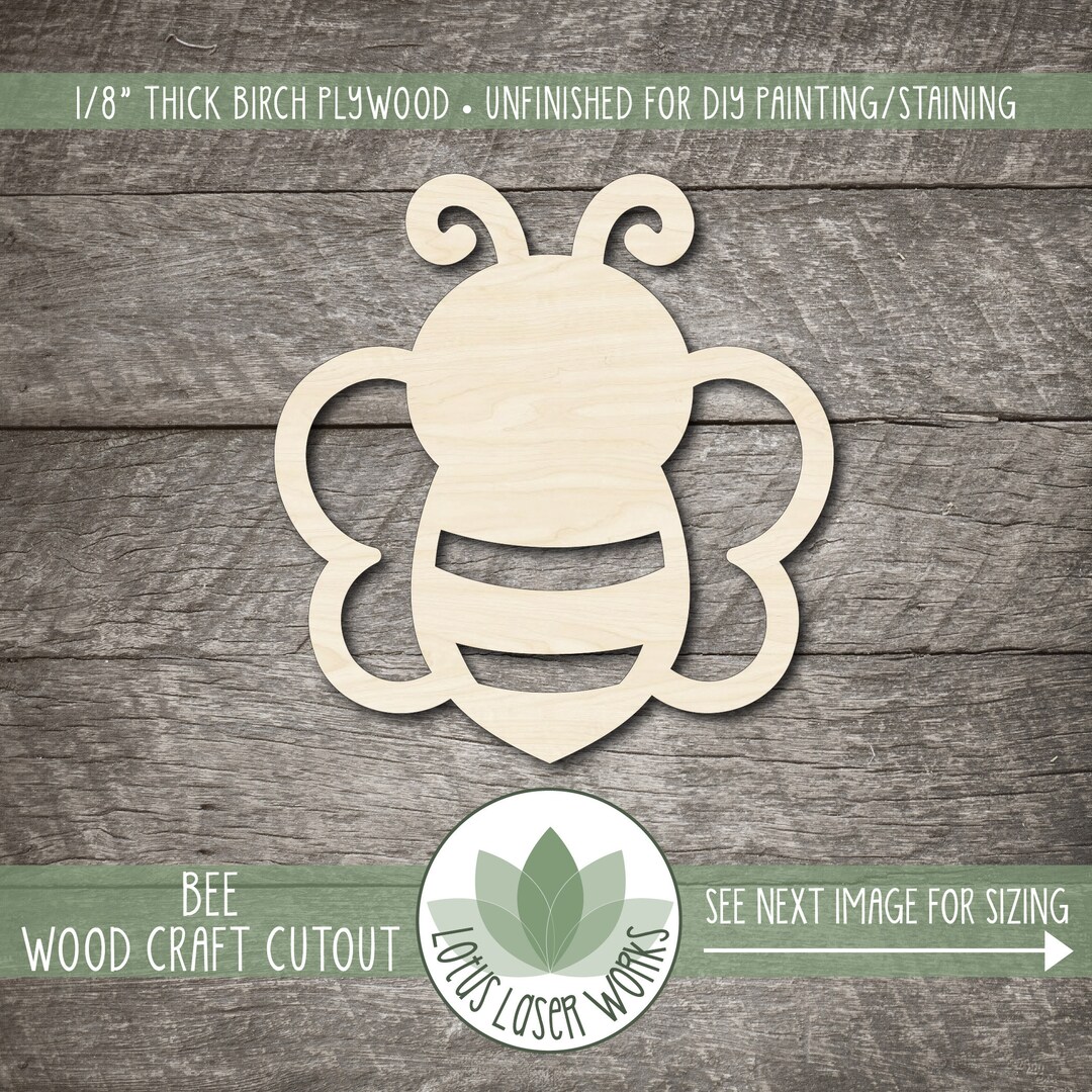 Bee Wood Cutout, Unfinished Wood Craft Blanks, Laser Cut Wooden Bumble ...