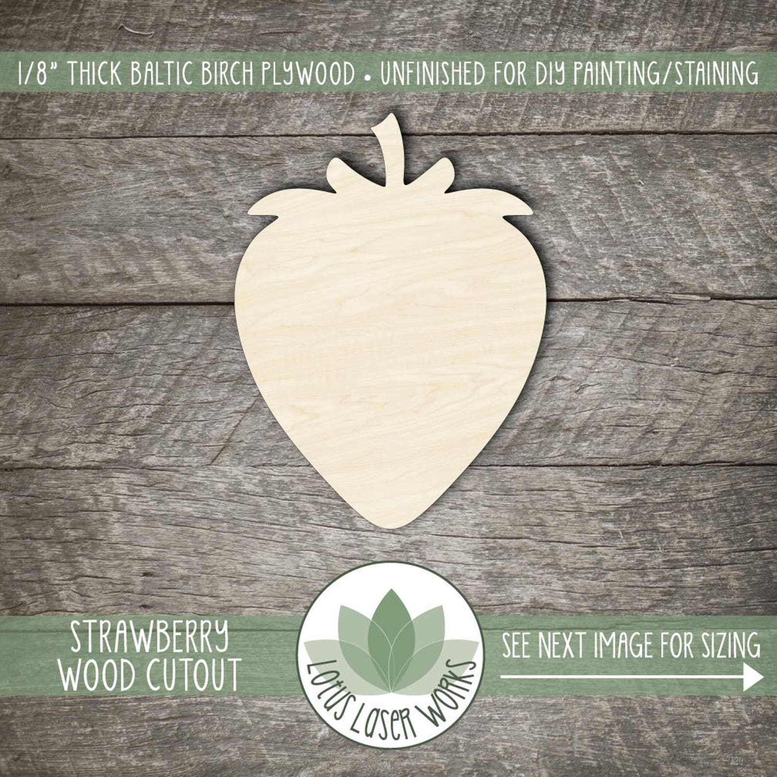 Strawberry Wood Cutout Unfinished Wood Craft Blanks Laser - Etsy