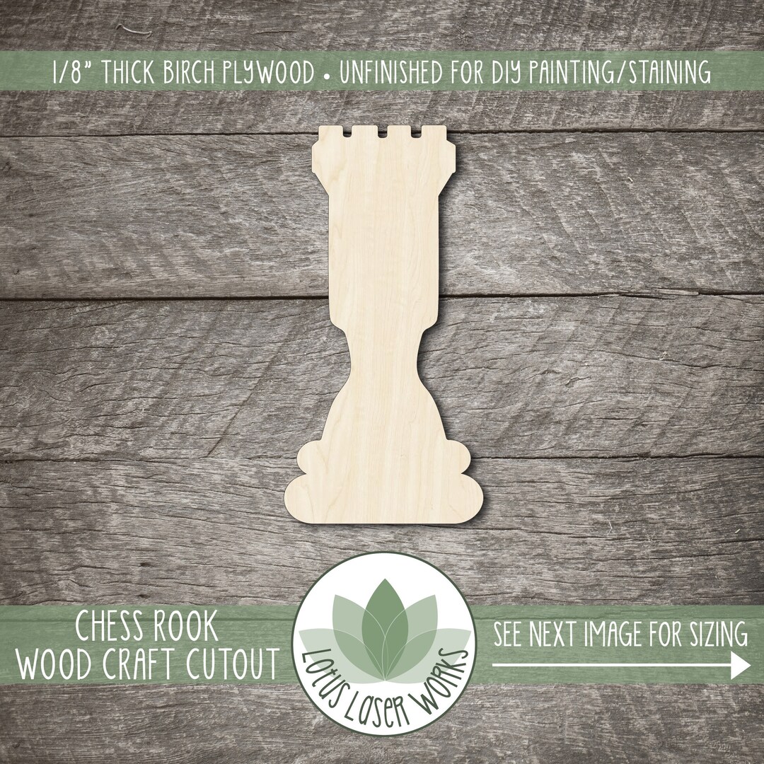 Rook Chess Piece Wood Cutout, Laser Cut Blanks, Unfinished Wooden Craft ...
