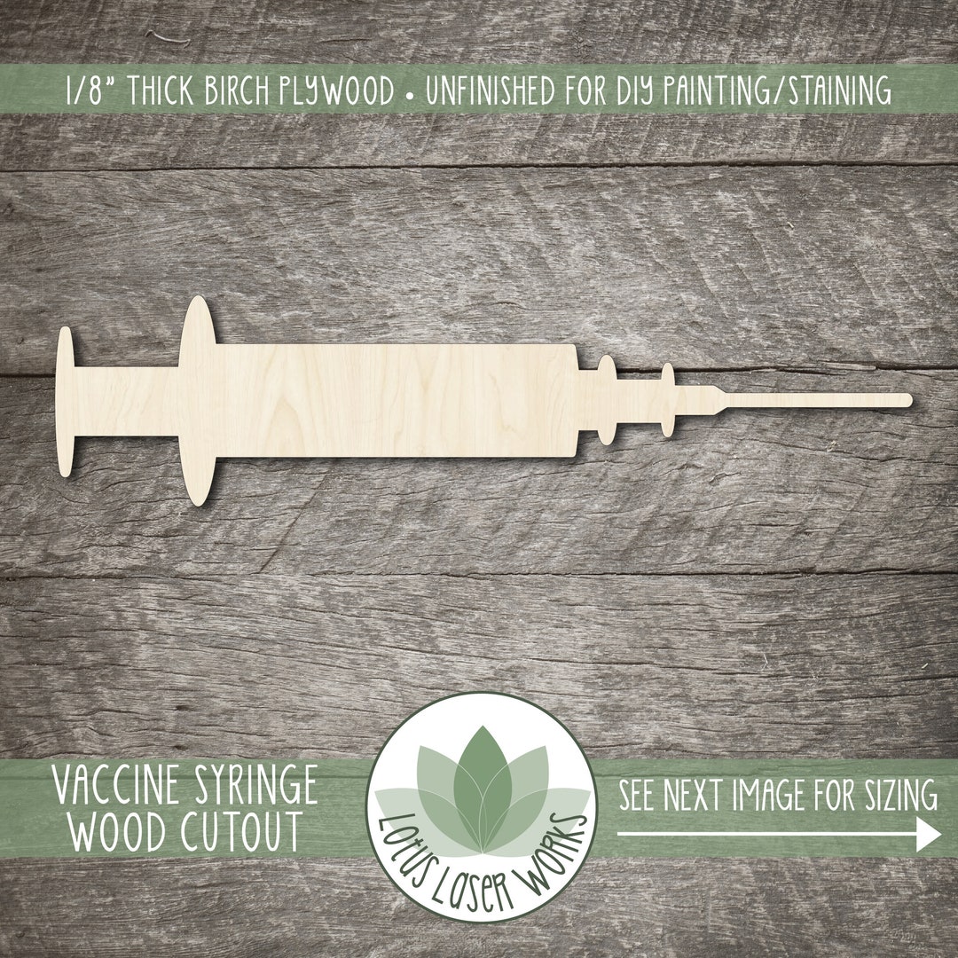 Vaccine Syringe Wood Shape, Blank Wood Cutouts, DIY Craft ...