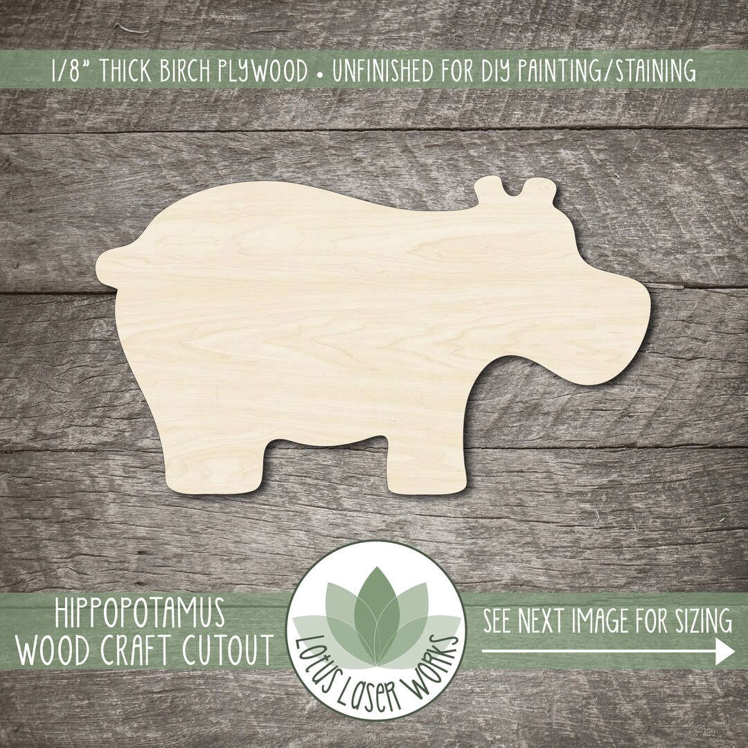 Hippopotamus Cutout - Wood Shapes - Laser Cut Wooden Blanks - Craft ...