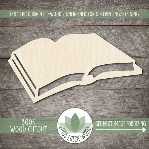 Open Book Unfinished Wood Cutout Shape Laser Cut DIY Craft - Etsy