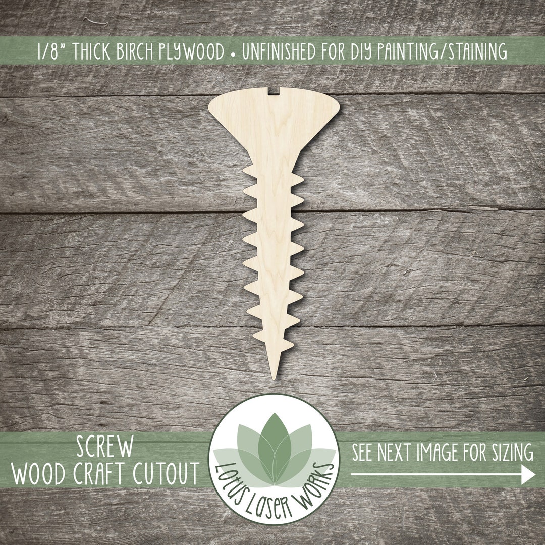 Screw Wood Cutout - Laser Cut Craft Shapes - Unfinished Wooden Blanks ...
