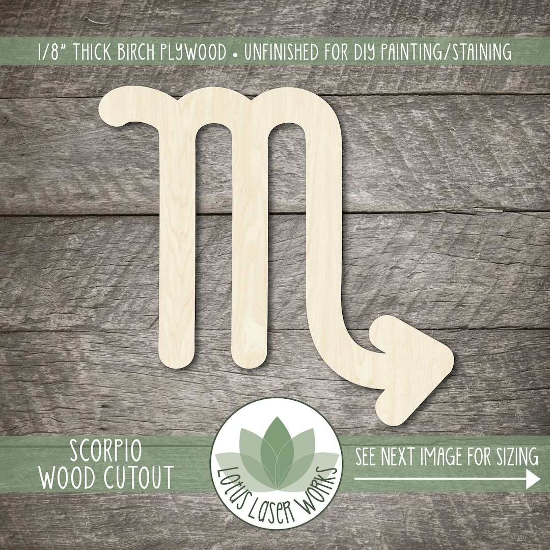 Scorpio Zodiac Symbol Wood Cutout, Unfinished Wood Blanks, DIY Craft ...