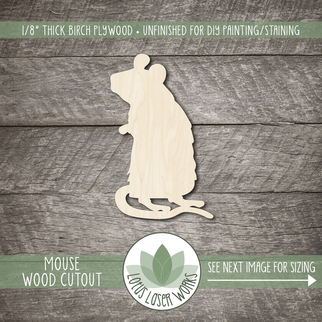 Mouse Wood Shape, Unfinished Wooden Craft Cutouts, Laser Cut Blanks - Etsy