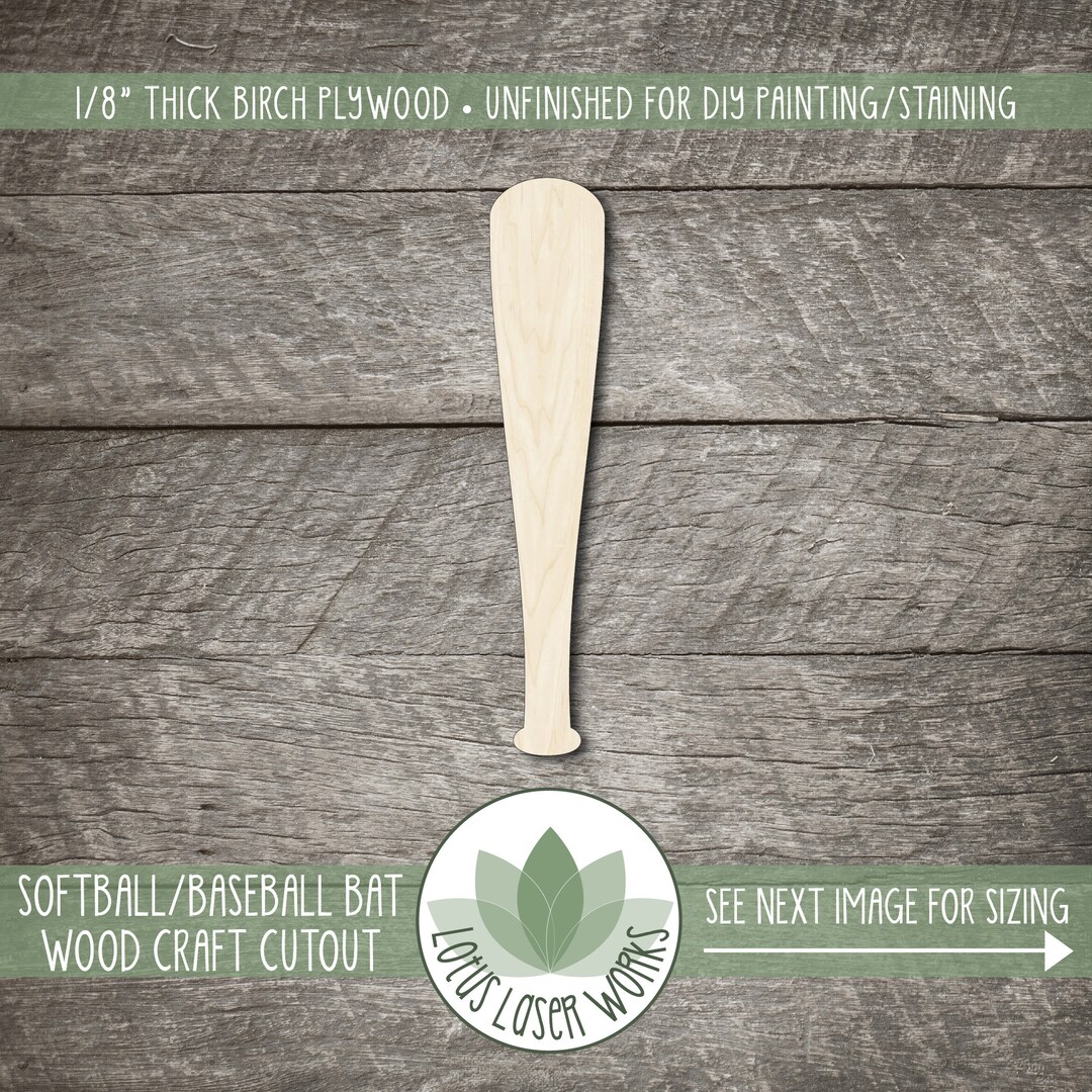 Baseball Bat Shape: Unfinished Wood Cutouts for Crafting, Softball ...
