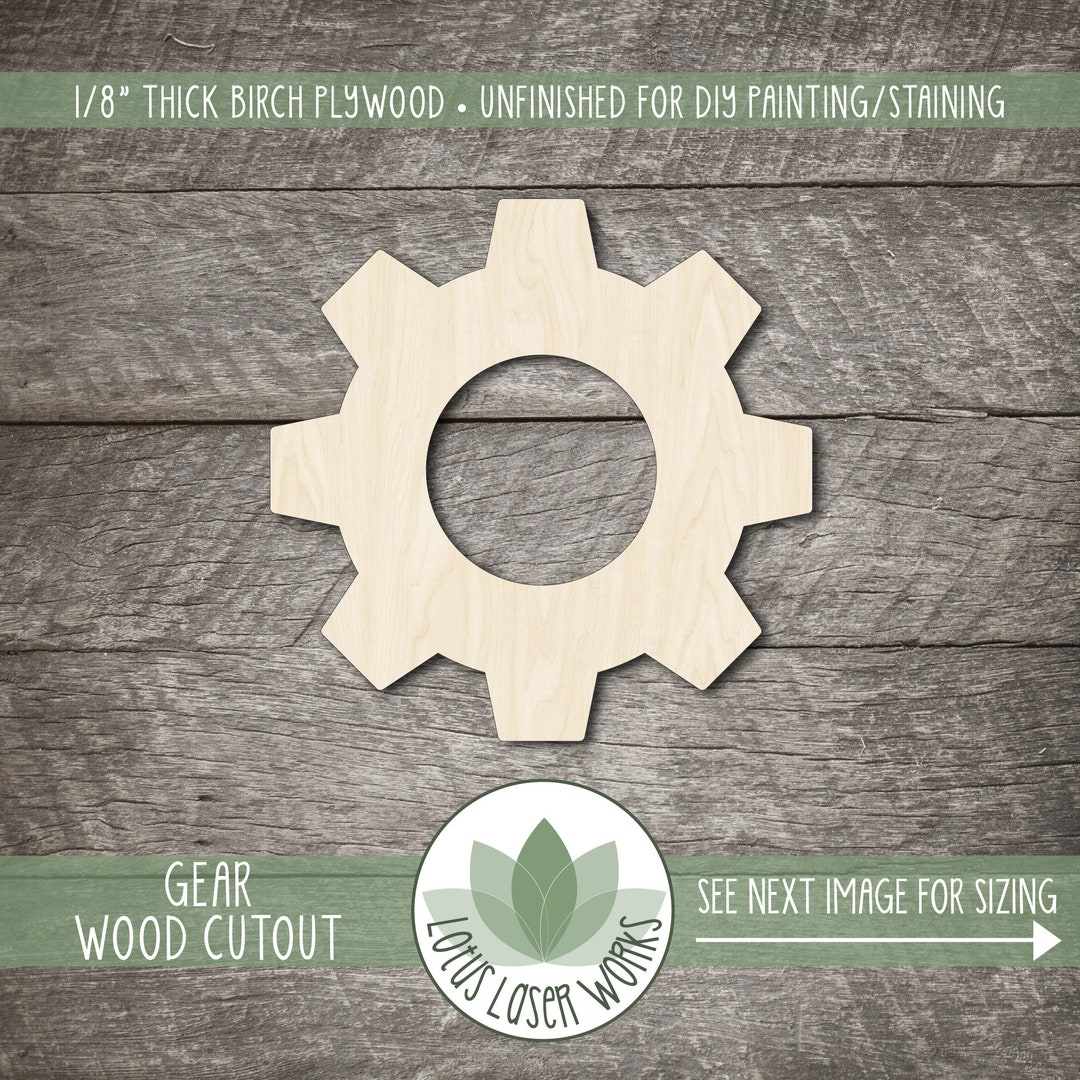 Wood Gear Shape, Unfinished Cutouts for DIY Craft Projects, Painting ...