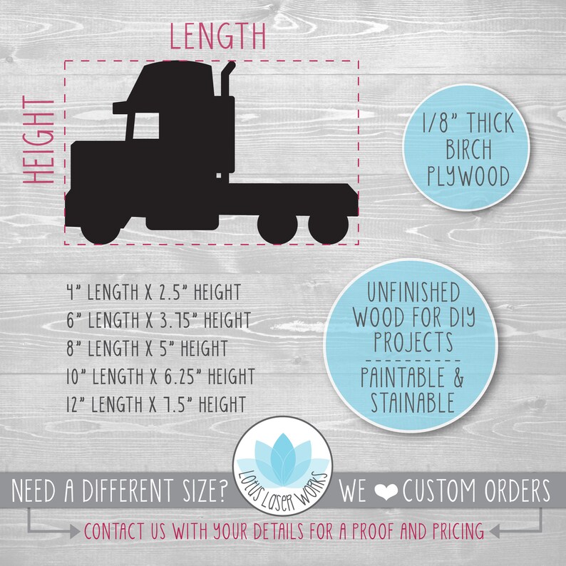 Wood Semi Truck Cutout Blank Wood Craft Shapes Wooden | Etsy