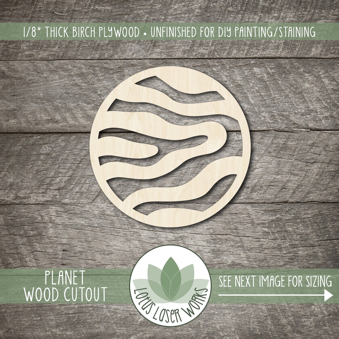 Planet Cutout: Wood Outer Space Themed Shapes for Craft Projects, Laser ...